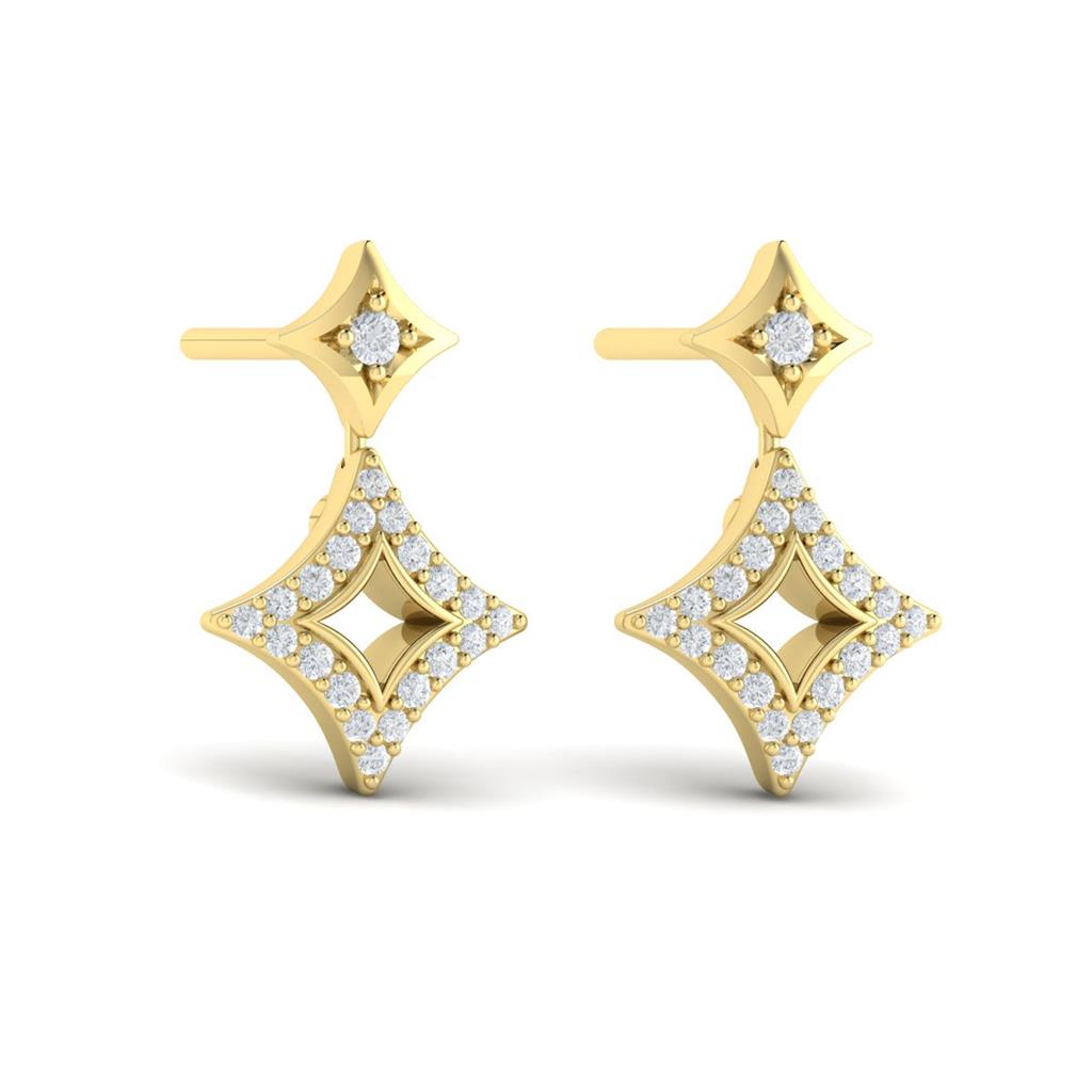Vlora 14k Yellow Gold Estrella Diamond Collection Open Star Drop ...