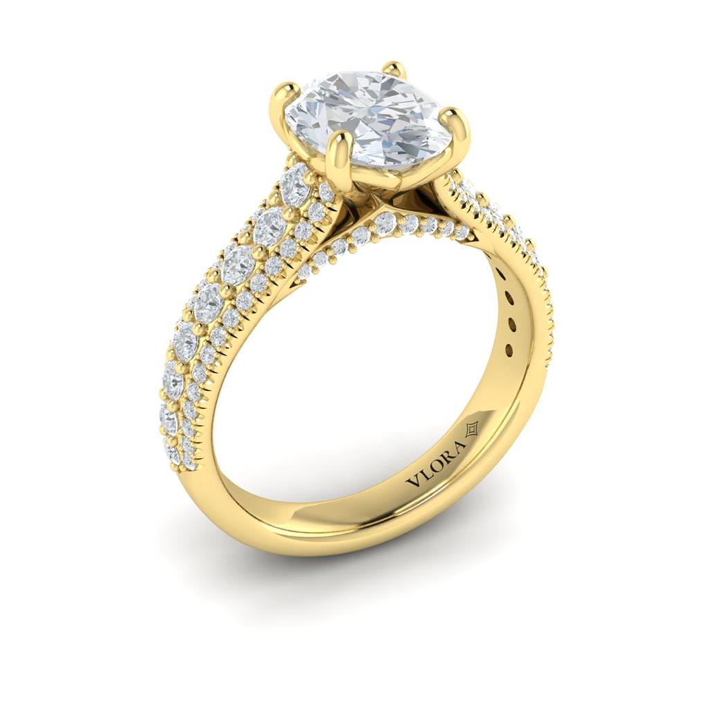 Vlora 14k Yellow Gold Classic Collection Cathedral Multi Row Round ...