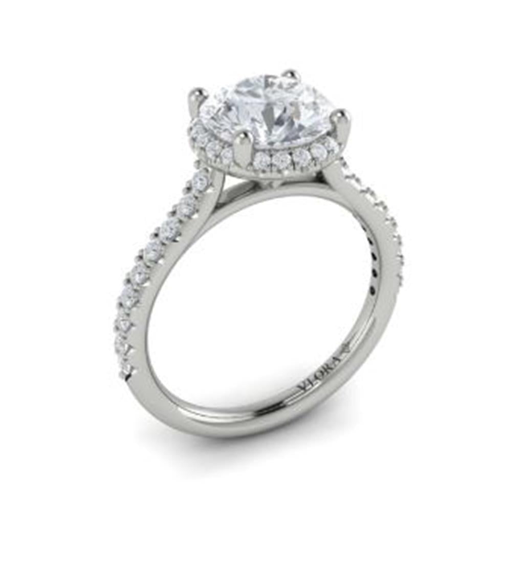 Vlora 14k White Gold Classic Cathedral Hidden Halo Diamond Engagement ...
