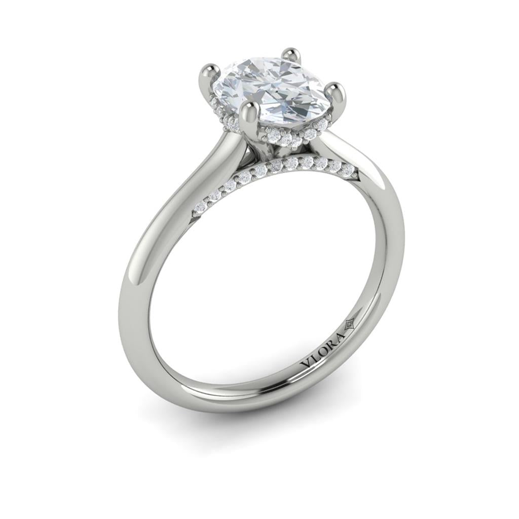 Vlora Platinum Solitaire Collection Cathedral Oval Diamond Engagement ...