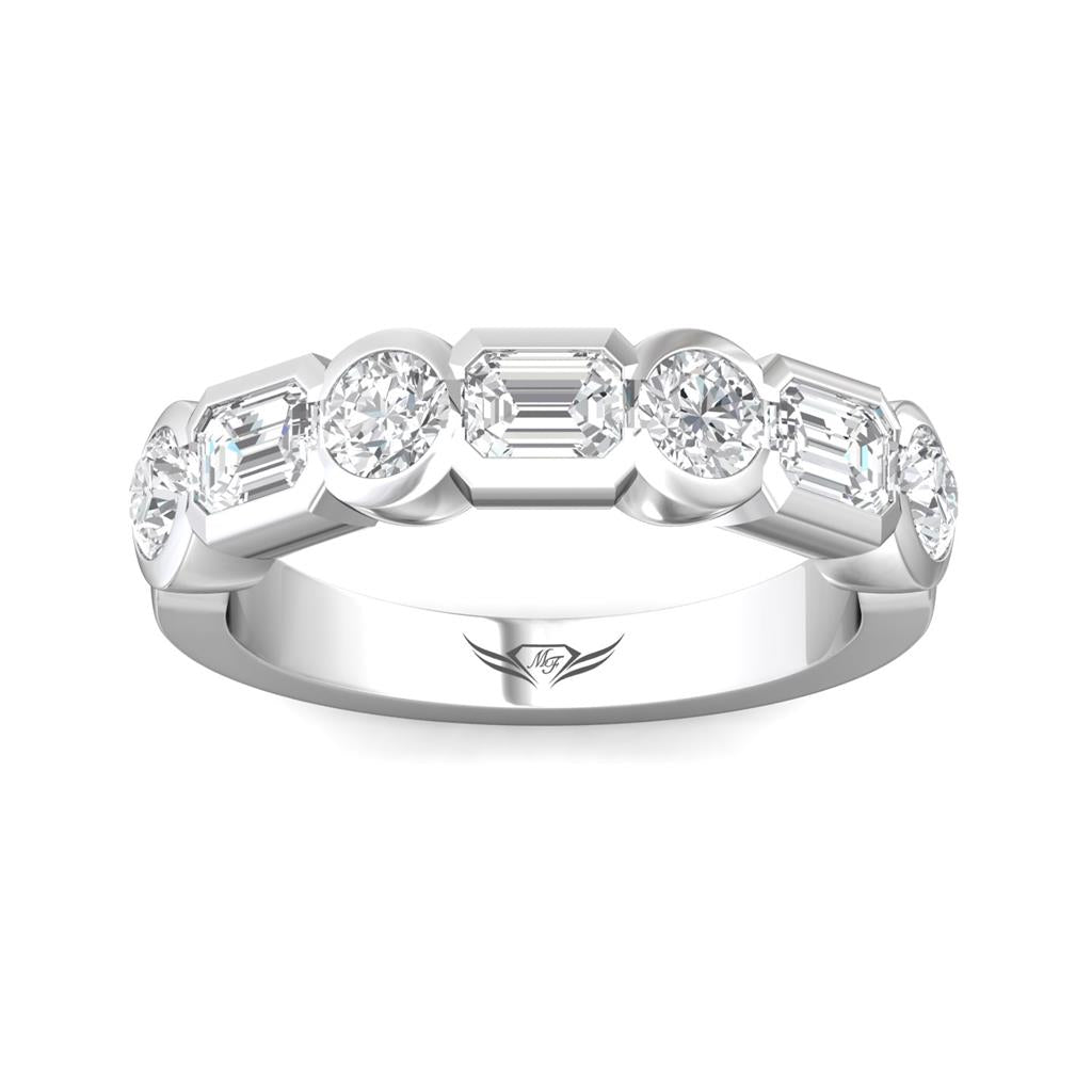 Martin Flyer Women's Platinum Diamond Band with Round and Emerald Cut ...